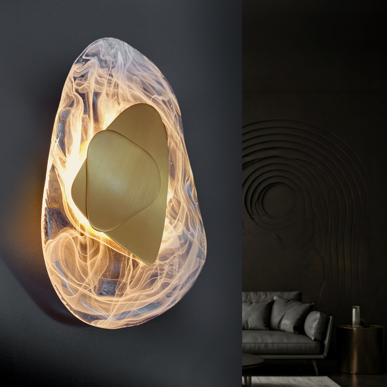 Eugene Clear Wispy Glass Gold LED Wall Light - Zest Lighting