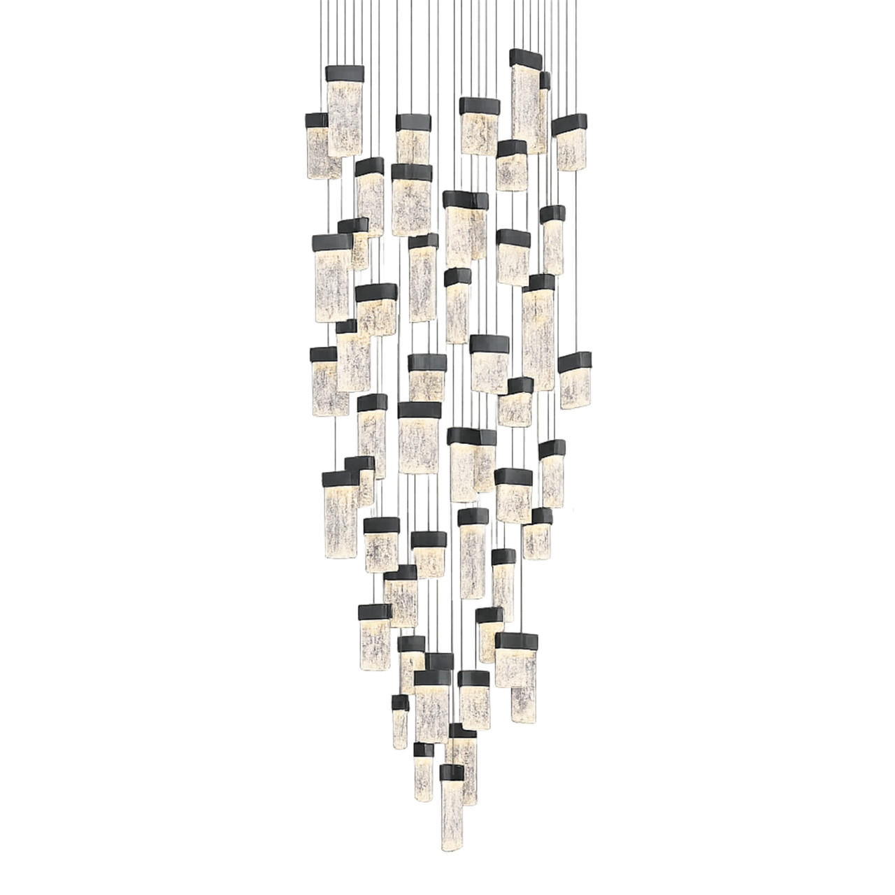 Roan 55 Light Textured Rectangular Glass Black Pendant - Zest Lighting