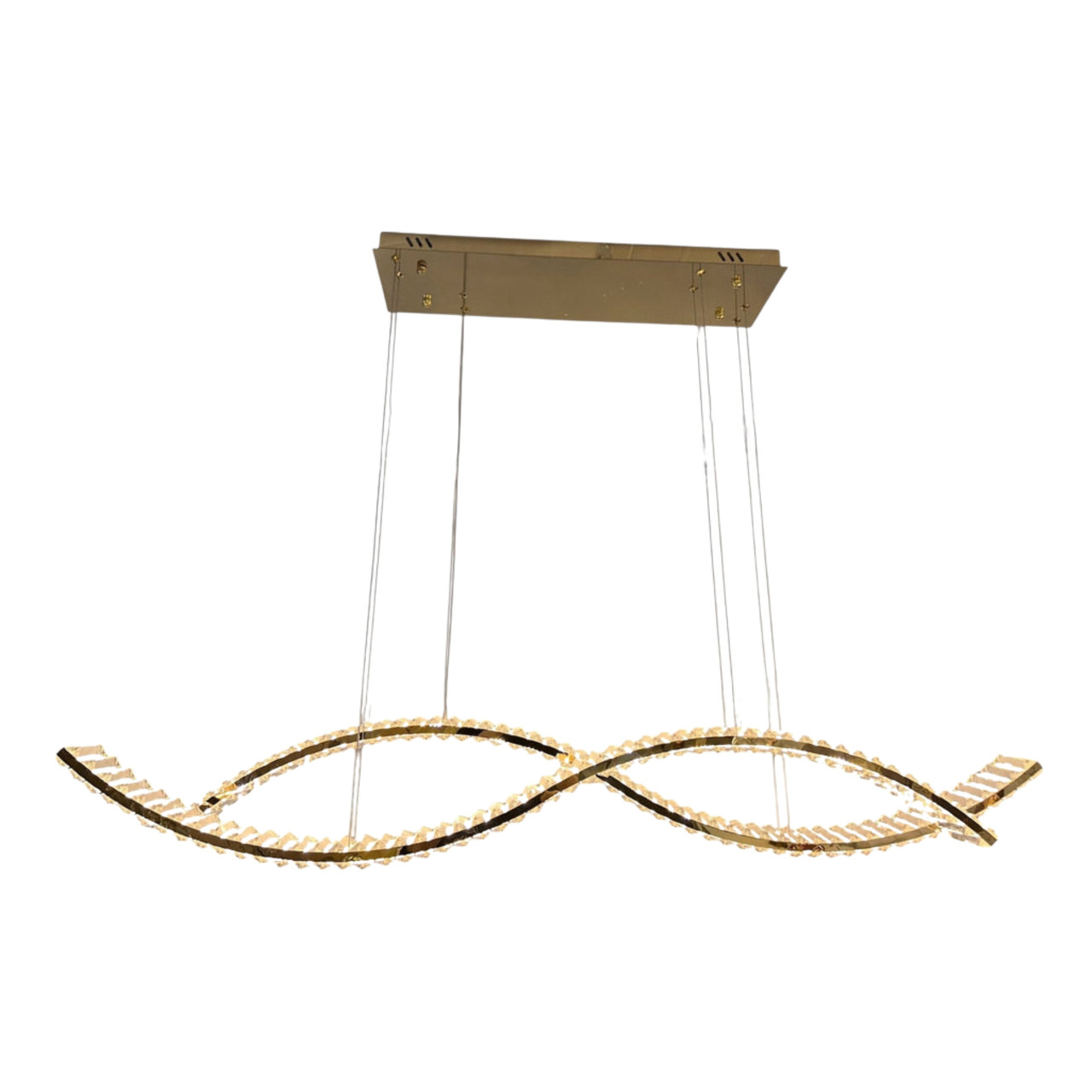 Ikeja Twin Wave Crystal 3CCT LED Pendant - Gold - Zest Lighting