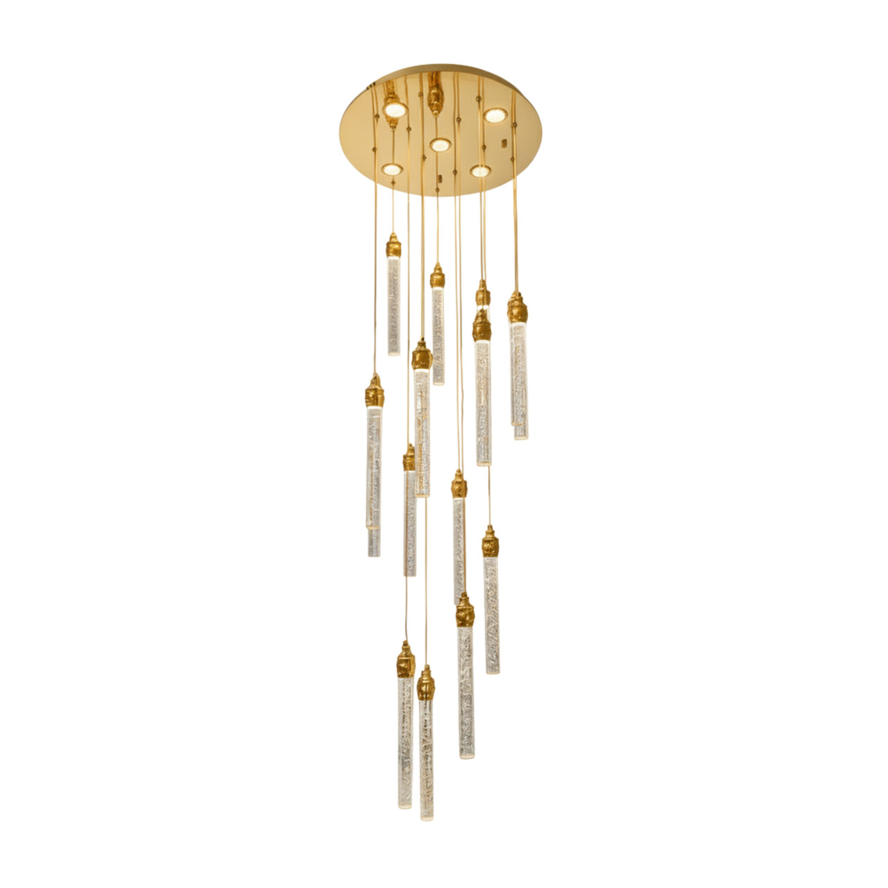 Jiel 15 Light Crystal Stick 3CCT LED Pendant with Remote - Gold - Zest ...