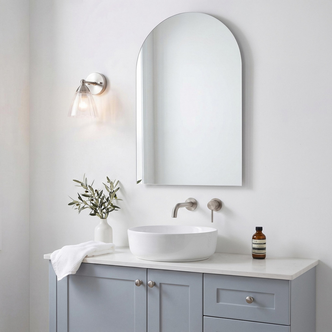 Summit Clear Flared Glass Solo Wall Light - Brushed Nickel - Zest Lighting