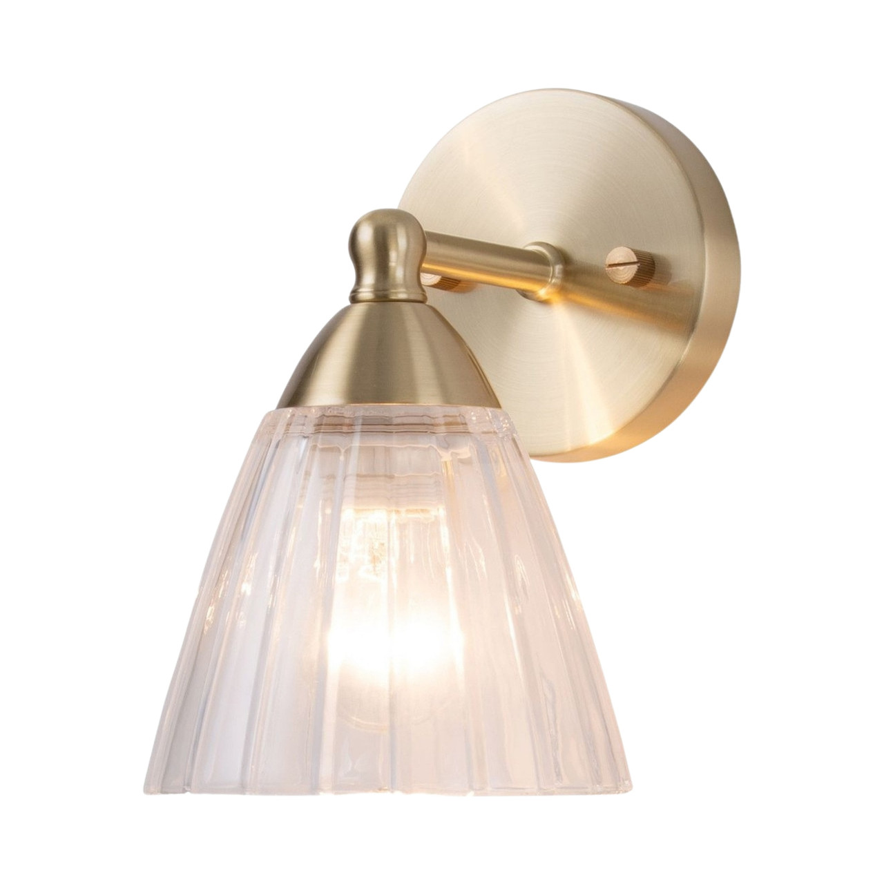 Summit Clear Flared Glass Solo Wall Light - Satin Brass - Zest Lighting