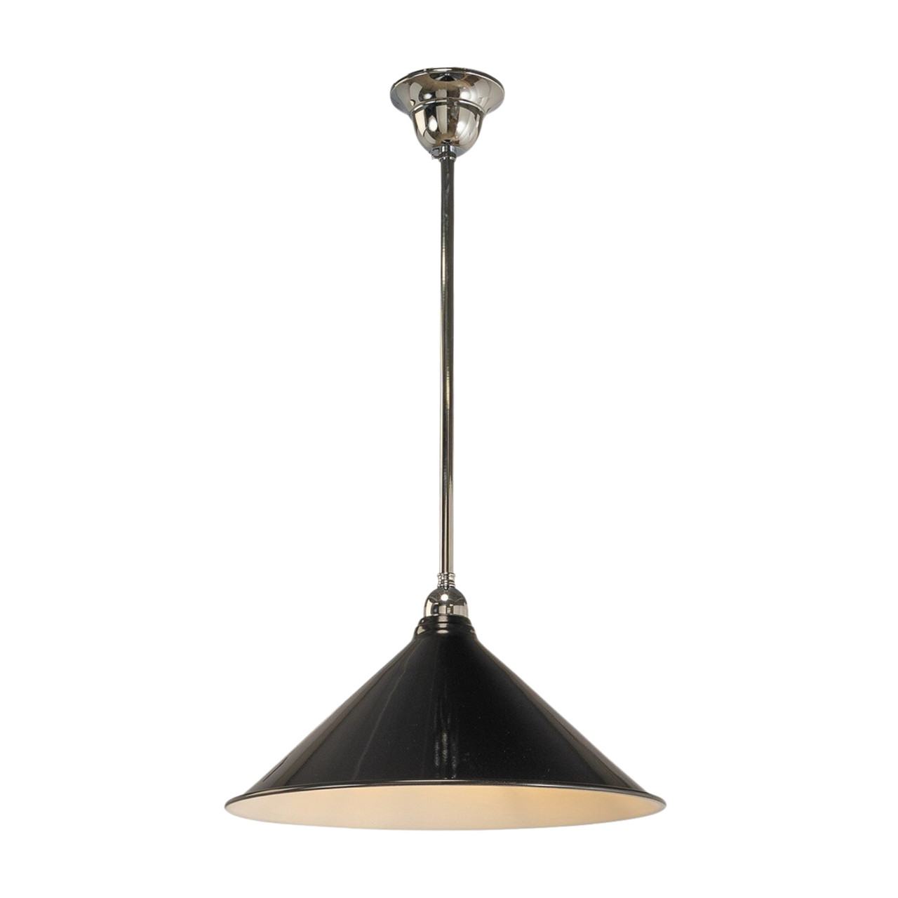 Edwardian Chrome Metal Cone Rod Pendant - Black - Zest Lighting