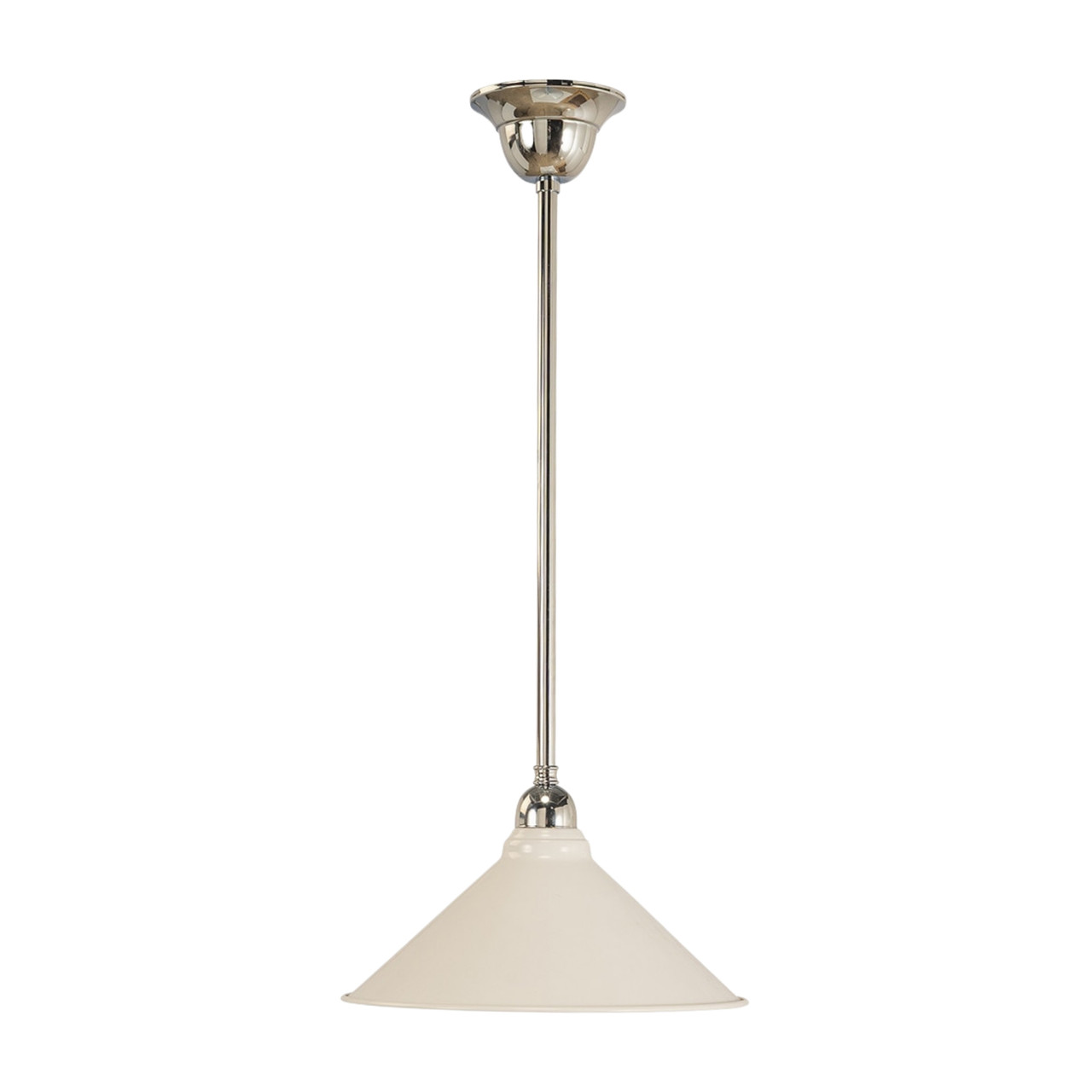 Edwardian Chrome Metal Cone Rod Pendant - White - Zest Lighting