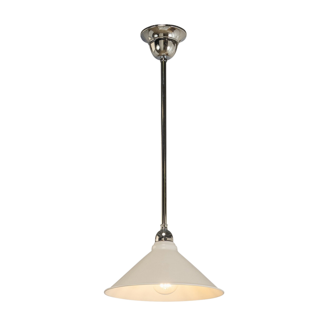 Edwardian Chrome Metal Cone Rod Pendant - White - Zest Lighting