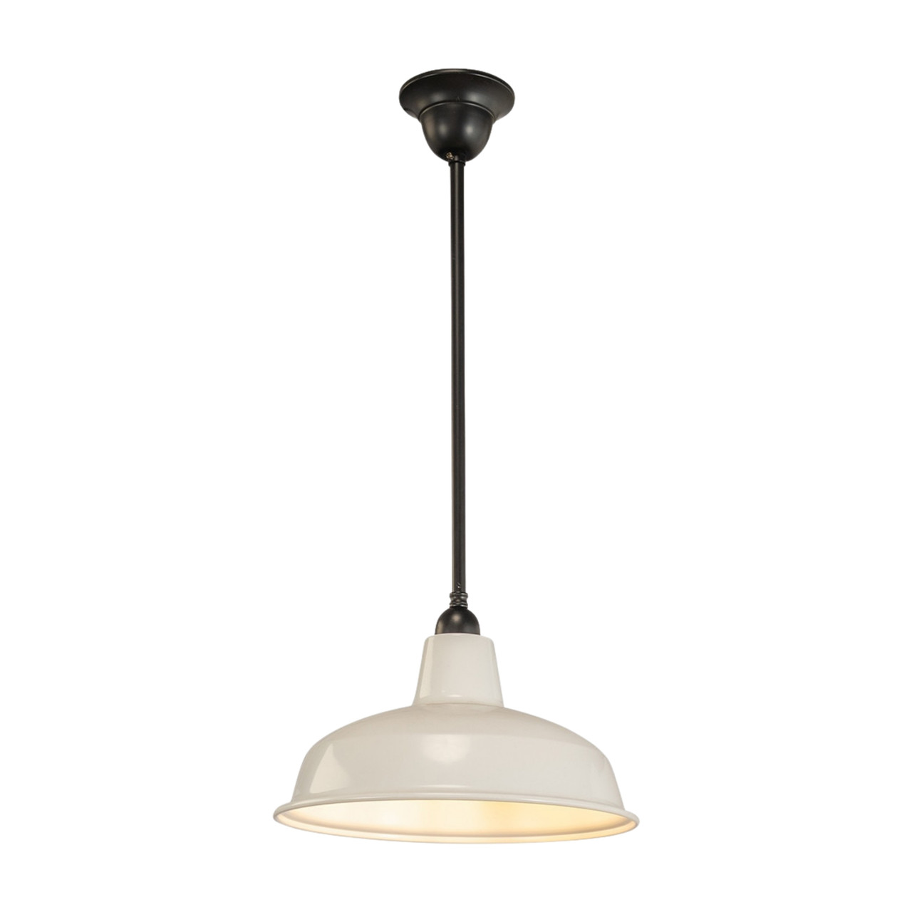 Warehouse Patina Metal White Dome Rod Pendant - Zest Lighting