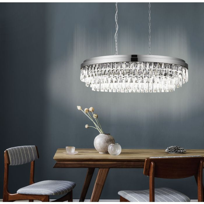Valparaiso 10 Light Linear Chrome Crystal Pendant Chandelier - Zest ...