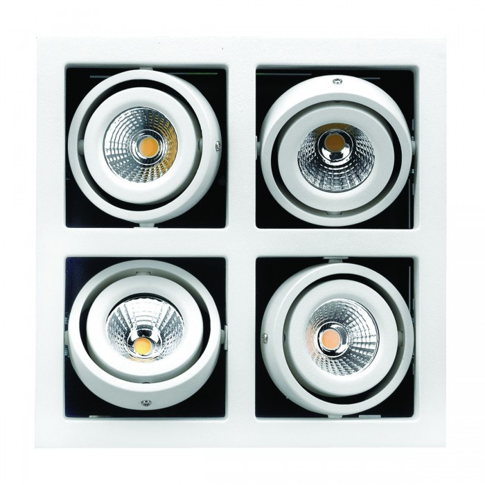 Forling Dimmable Quad Frame Recessed LED Downlight - White - Zest Lighting