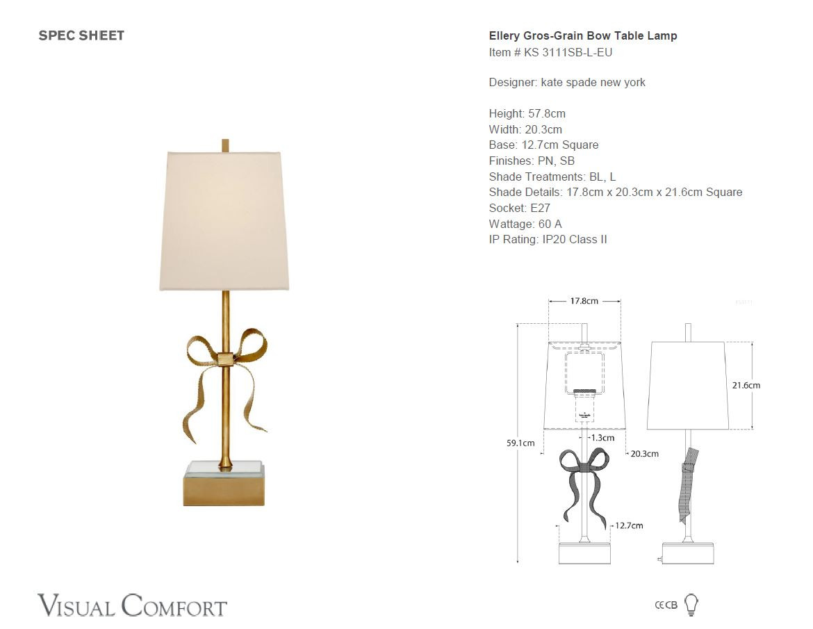 Ellery Gros-Grain Bow Cream Linen Shade Table Lamp - Soft Brass - Zest ...