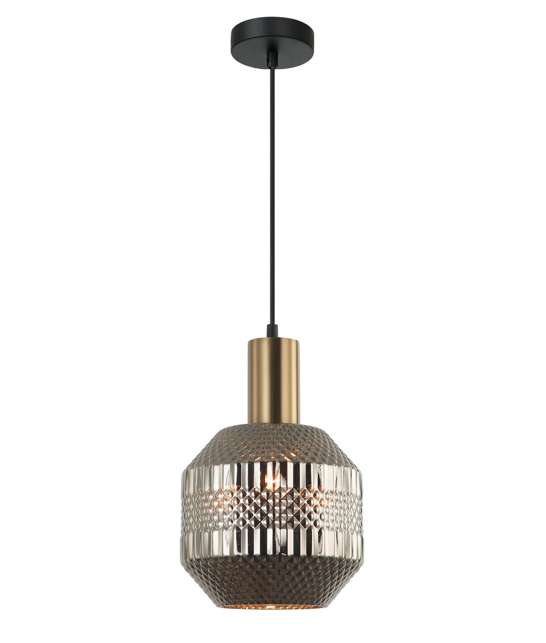 Cara Matt Gold Textured Glass Pendant Light - Zest Lighting