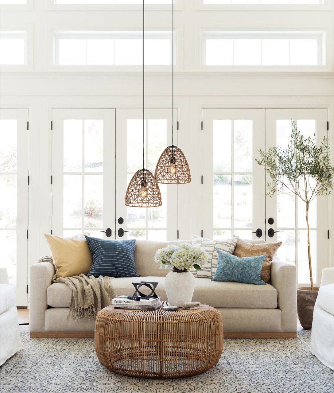 Cameron Cone Natural Hemp Rope Pendant Light - Zest Lighting