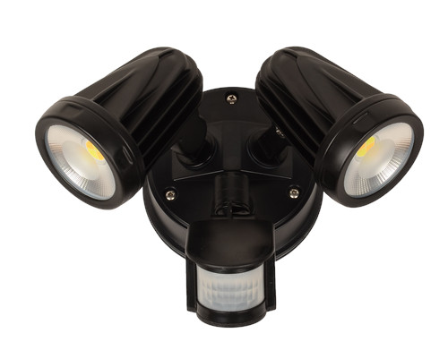 Forte Black Outdoor Premium Double Spotlight with Sensor - Zest Lighting