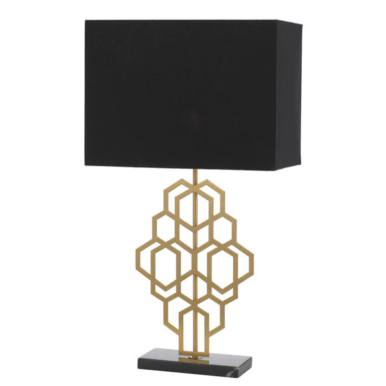 Axon Laser-Cut Base Black Gold Table Lamp - Zest Lighting
