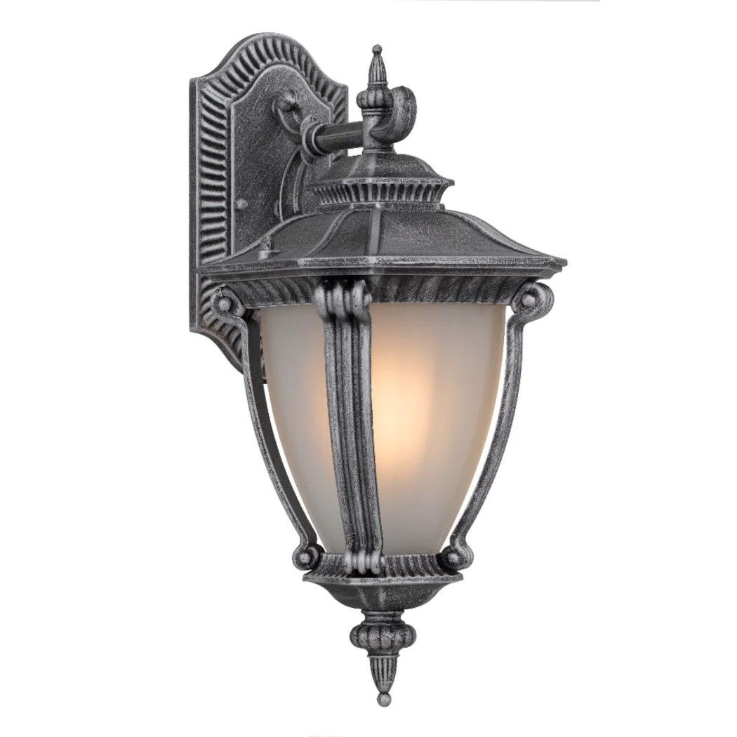 Dauphine Silver Frosted Glass Classic Exterior Wall Lamp - Zest Lighting