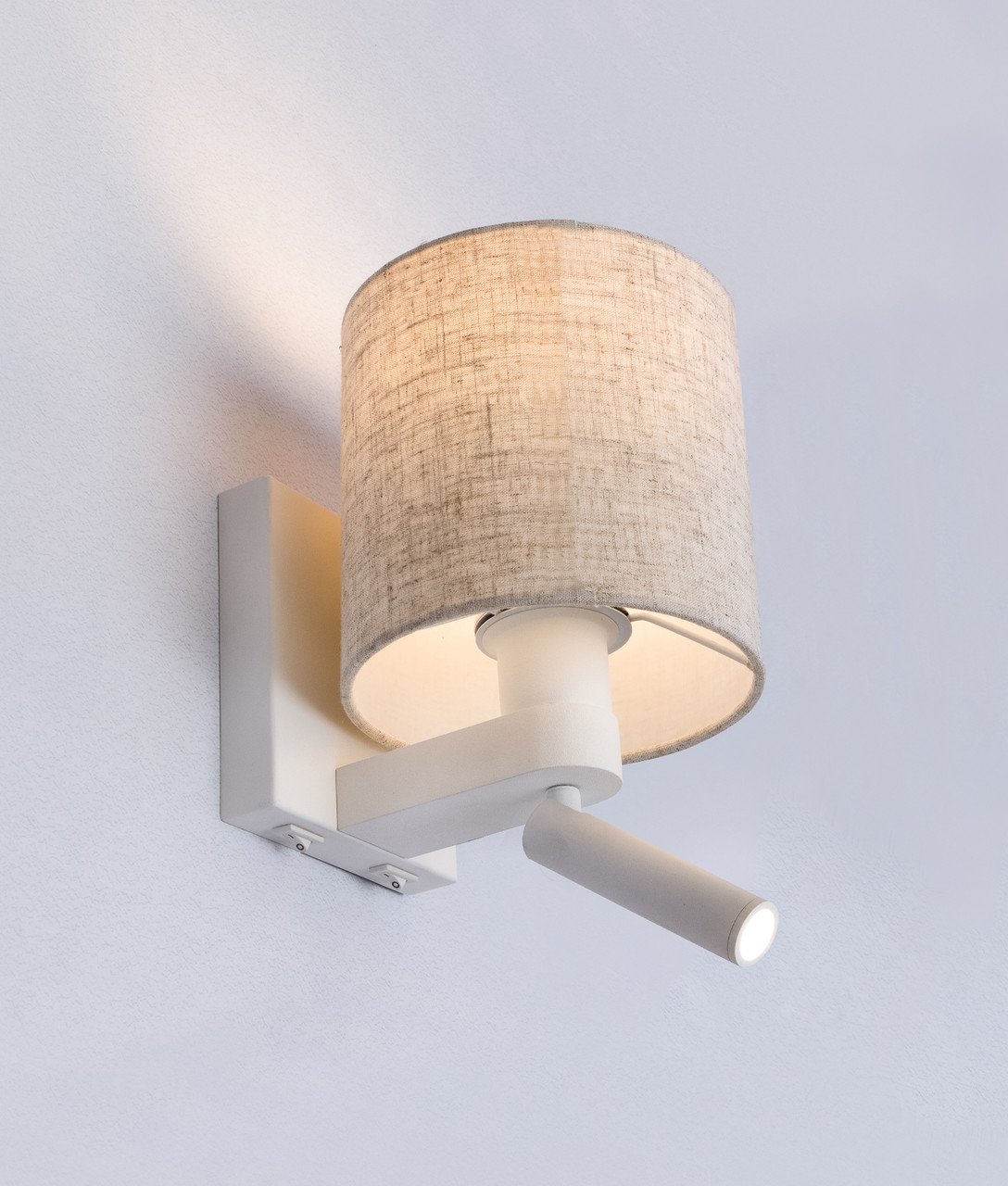Belinda Flaxen Shade White Bedside Wall Light - Zest Lighting