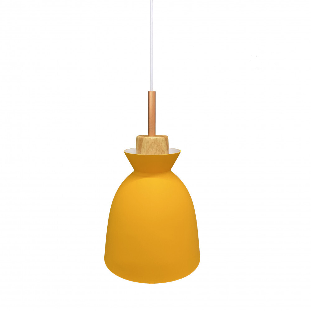 Kellie Wood Top Yellow Bell Pendant Light - Zest Lighting