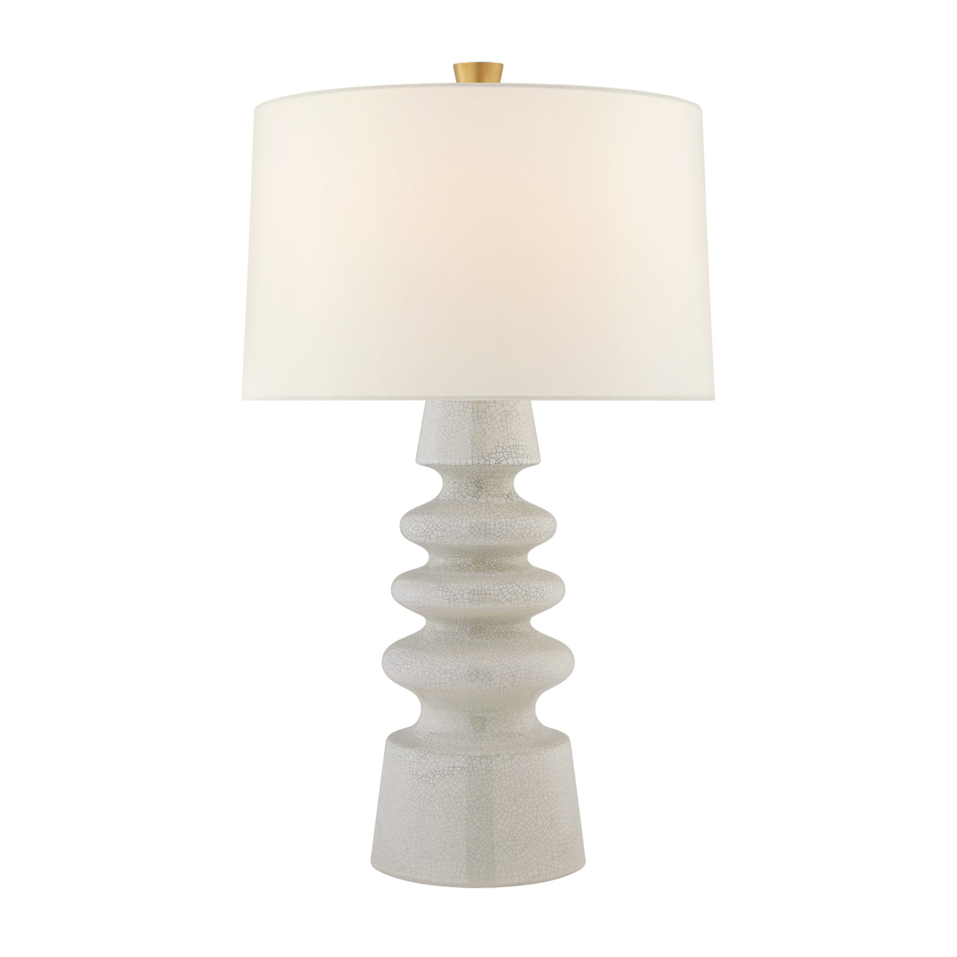 Andreas Medium White Crackle with Linen Shade Table Lamp