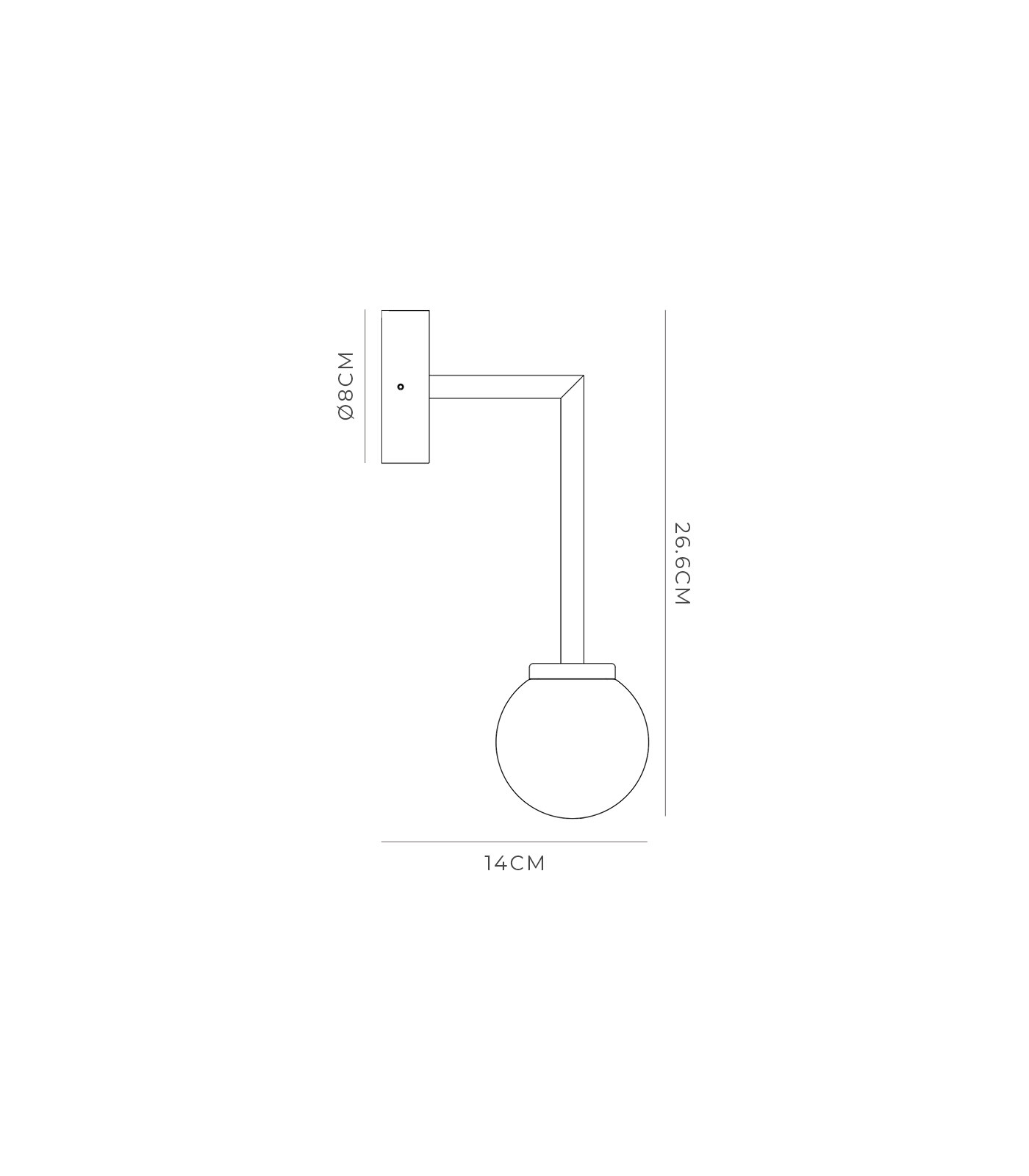 Orb Dark Bronze Long Arm Round Glass Wall Light - Zest Lighting