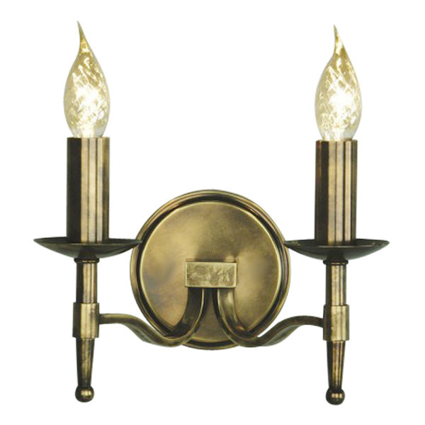 Stanford 2 Light Candle Brass Wall Lamp - Zest Lighting