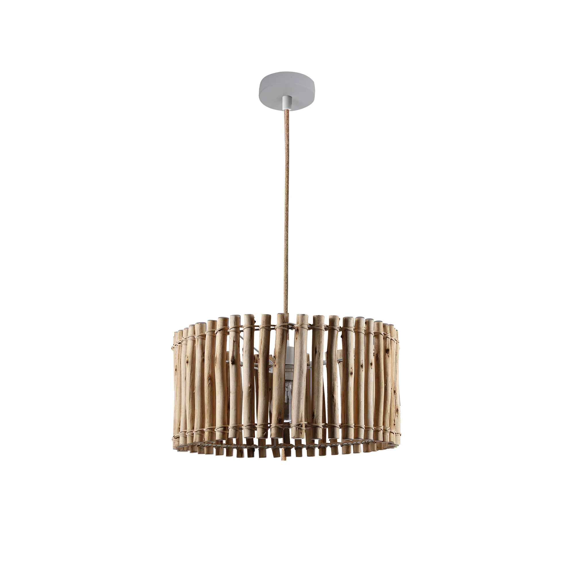 Kerala Natural Timber Woven Pendant Light - Zest Lighting