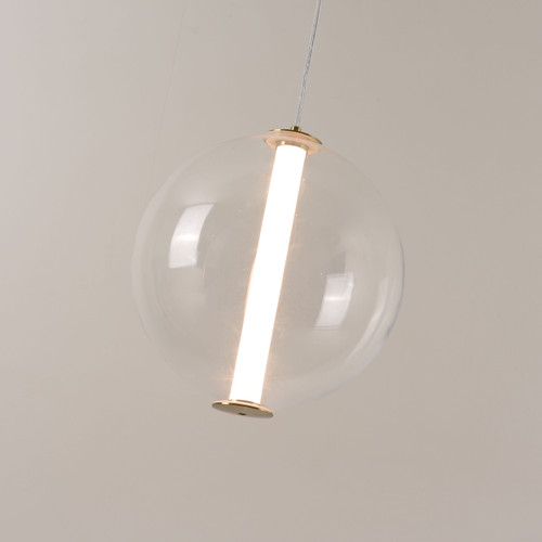 Oslo Round Handblown Clear Glass with LED Light Rod Pendant Light ...