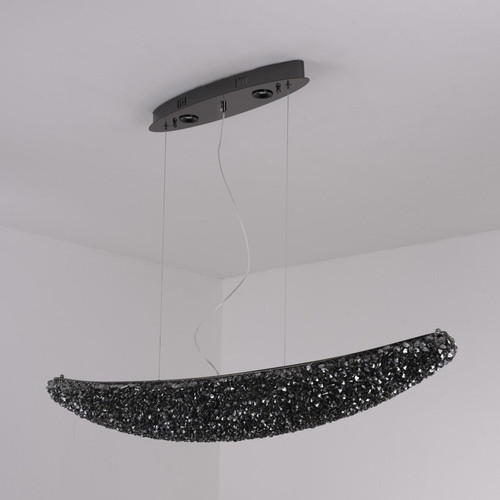 Silica Black Crystal Arched LED Pendant Light - Zest Lighting