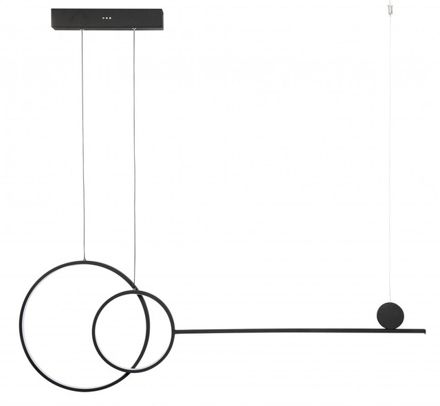 Bici Modern 2 Rings Black Linear Pendant Light - Zest Lighting