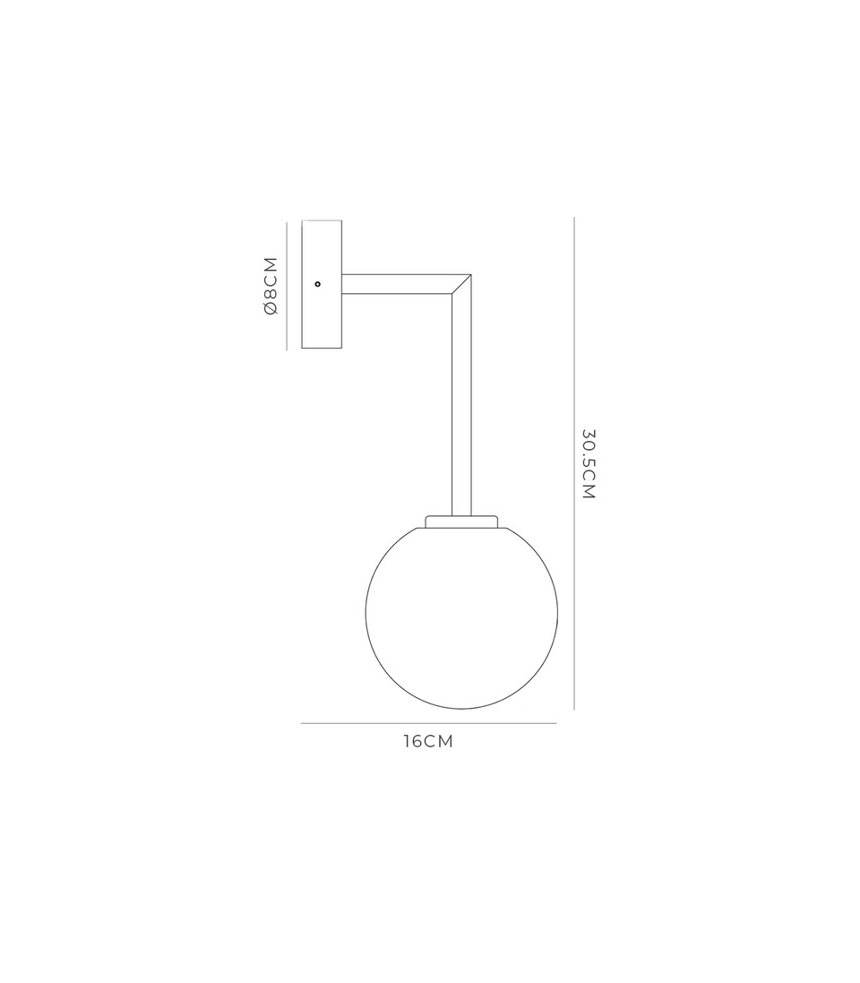 Orb Dark Bronze Long Arm Round Glass Wall Light - Zest Lighting