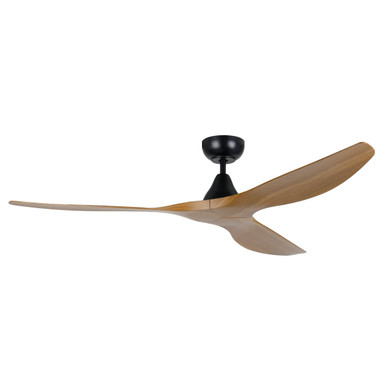 Surf Teak and Black DC Ceiling Fan - Zest Lighting