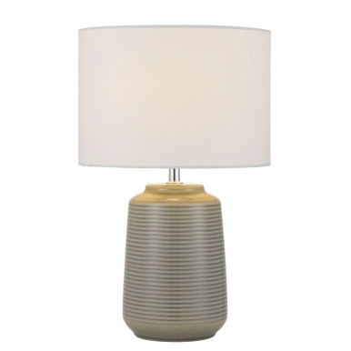 Agadir Grey Ribbed Ceramic Table Lamp