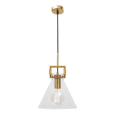 Pierre Clear Glass Gold Metalware Cone Pendant - Zest Lighting