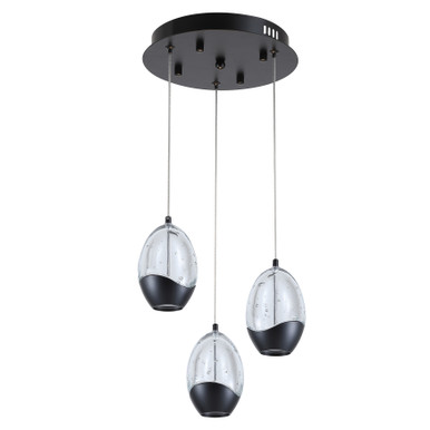 Tear Black Tricolour LED Triple Lights Cluster Pendant - Zest Lighting