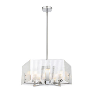 Pelion Pentagonal Ribbed Glass Metallic Chrome Pendant Light - Zest ...