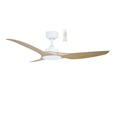 Raven RWS 64" Smart DC Ceiling Fan - White & Oak - Zest Lighting