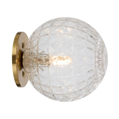 Grayson Diamond Cut Clear Glass Gold Wall Light - Zest Lighting