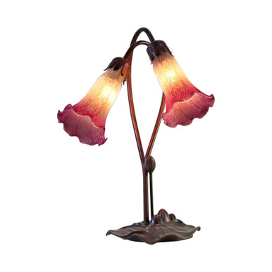 Twin White Magenta Lilies Table Lamp - Zest Lighting