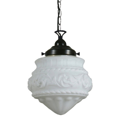 Premier Matt Opal Glass Single Chain Pendant - Patina - Zest Lighting