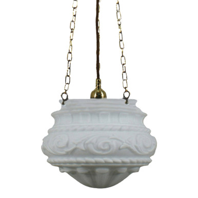 Premier Matt Opal Glass Triple Chain Pendant - Brass - Zest Lighting