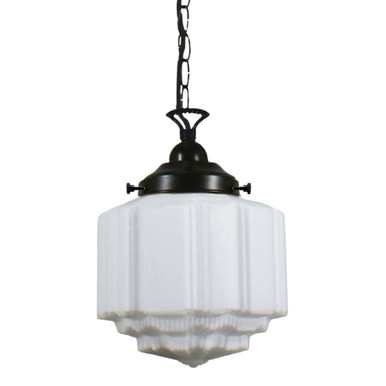St Kilda Matt Opal Glass Single Chain Pendant - Patina - Zest Lighting