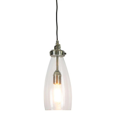 Fuma Antique Silver Clear Glass Pendant Light - Zest Lighting