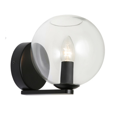Orpheus Black Clear Glass Wall Light - Zest Lighting