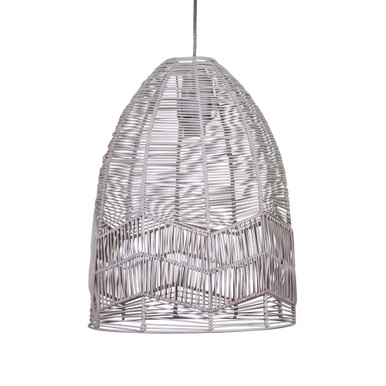 Shari White Hand-Painted DIY Rattan Bell Pendant - Zest Lighting