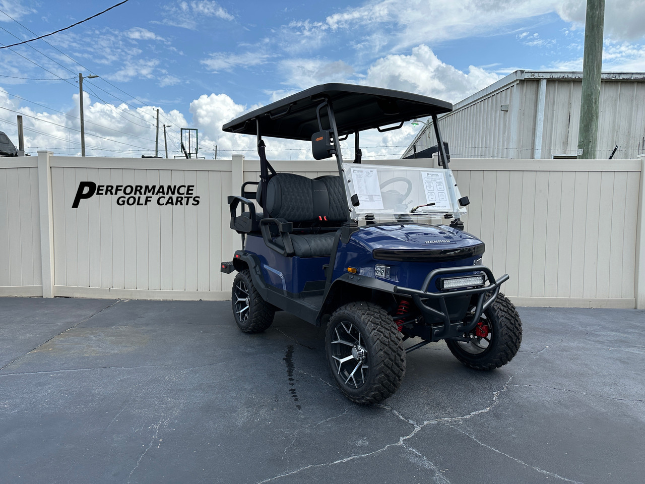 Denago EV Nomad XL 4 Passenger Blue Lifted Golf Cart - Performance Golf ...