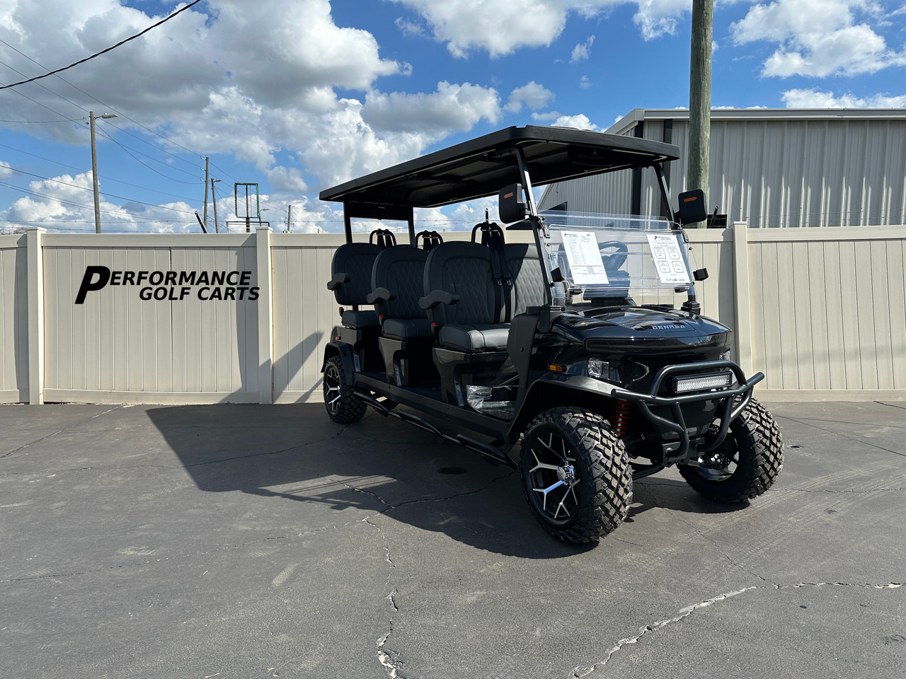 Denago EV Rover XXL 6 Passenger Black Lifted Golf Cart - Performance ...
