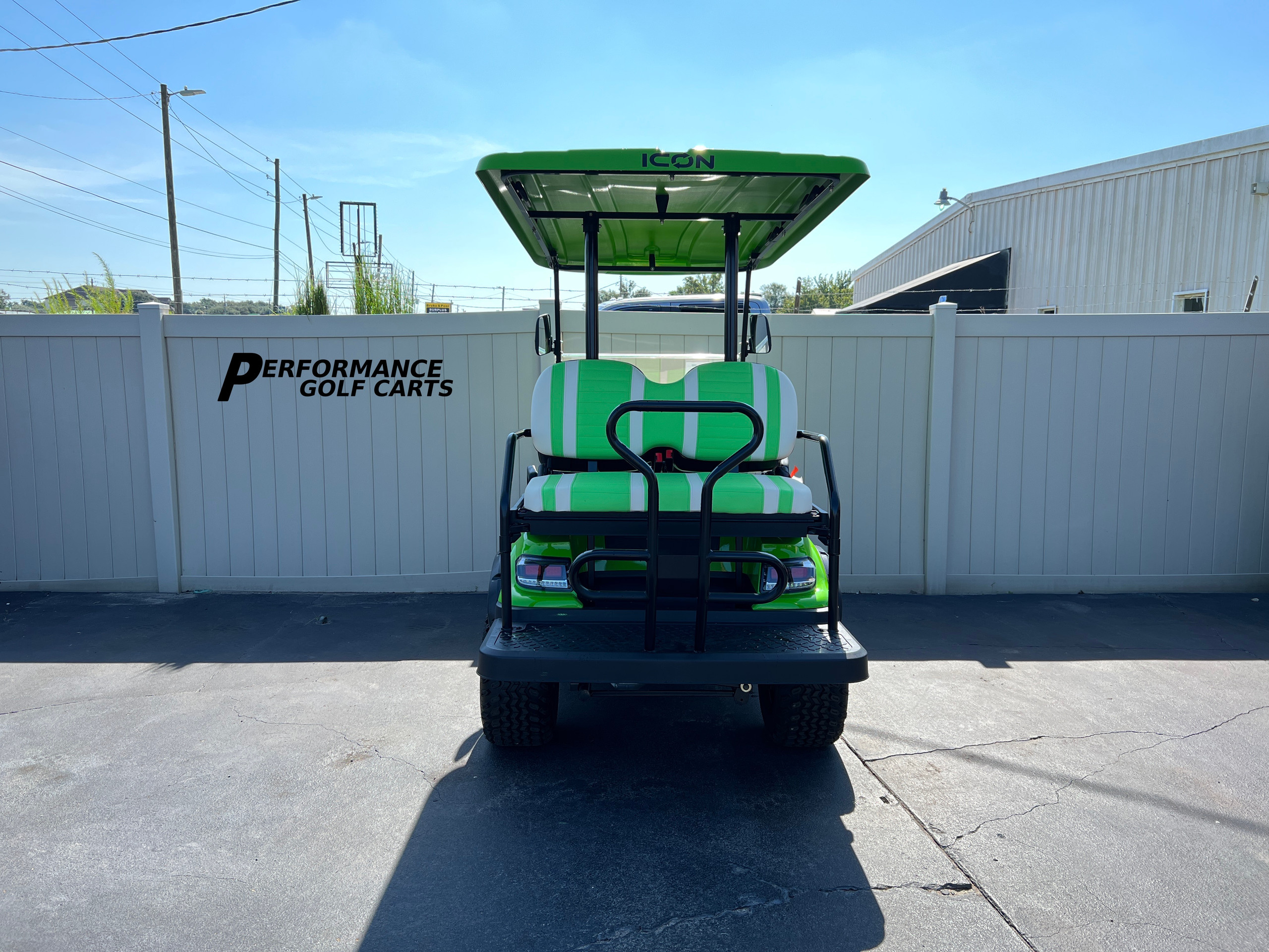 ICON i40L 4 Passenger Lifted Lime Green Golf Cart from Performance Plus ...