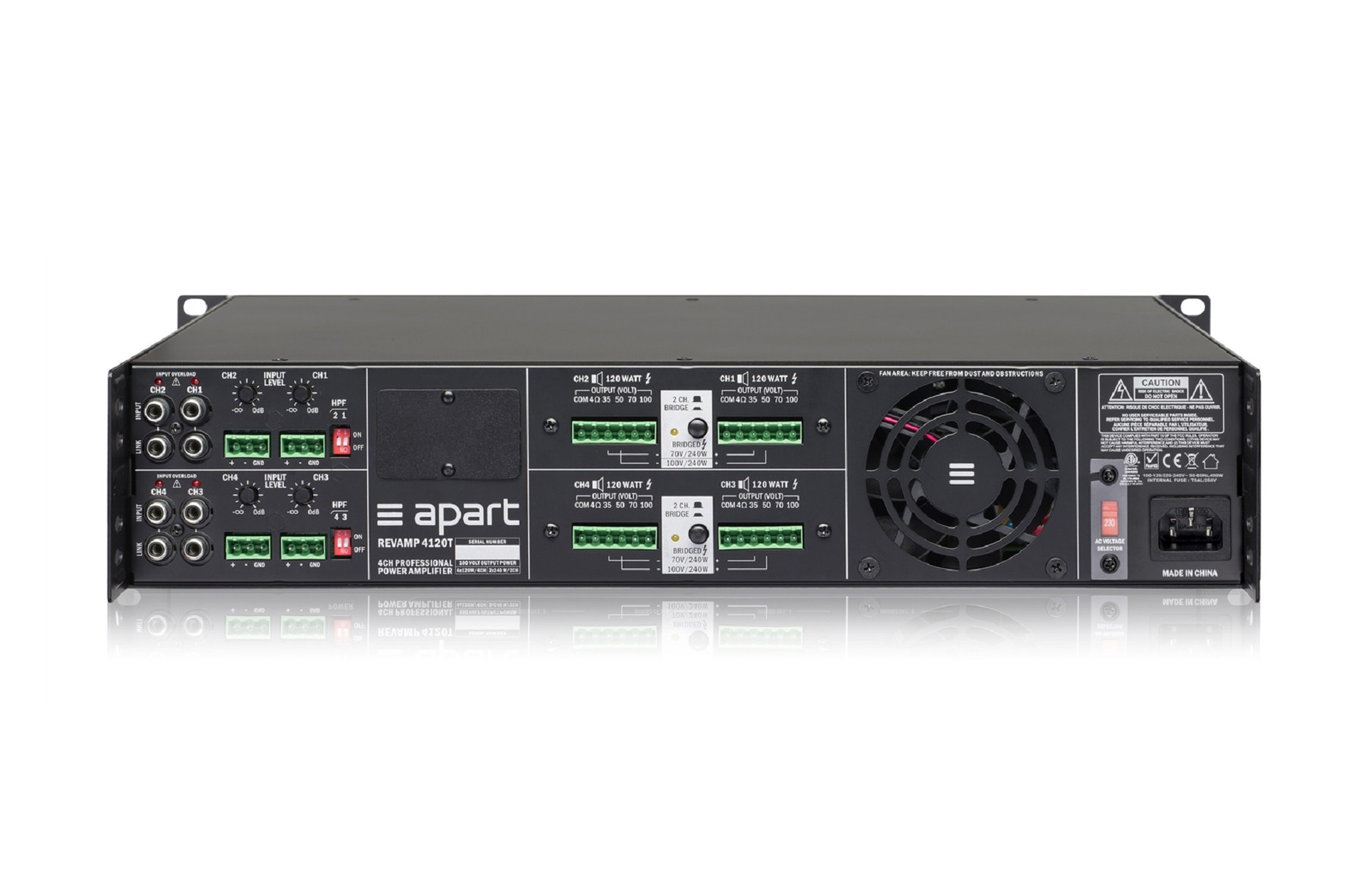 Apart REVAMP 4120T | 4-Channel 100 Volt Power Amplifier | Richer Sounds