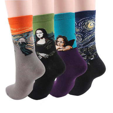 Novelty Famous Oil Painting Art Socks Women's Men's Street Graffiti Van ...