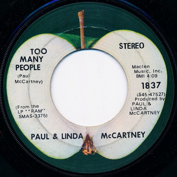 Paul & Linda McCartney "Uncle Albert/Admiral Halsey/Too Many People" 7 ...