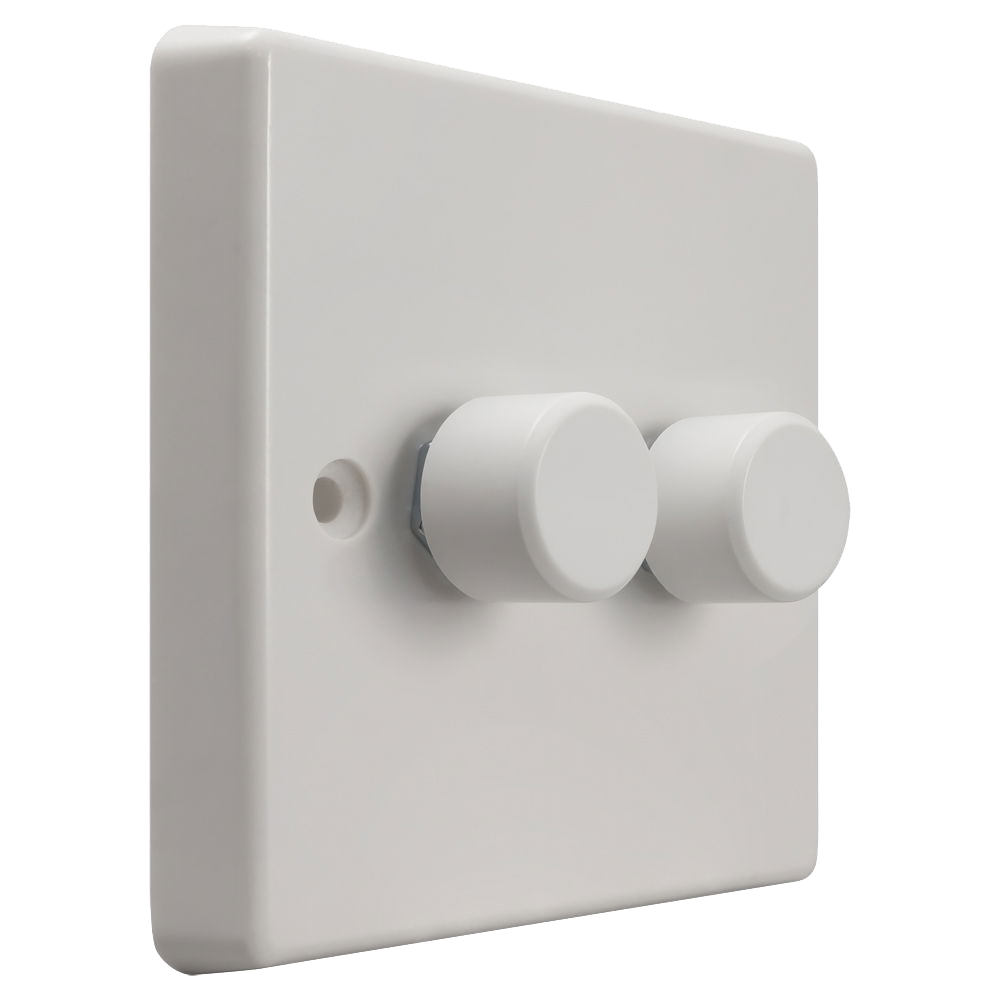 Rotary LED Dimmer 2-Way Push On/Off 0-120W (2 Gang)-White - Crompton ...