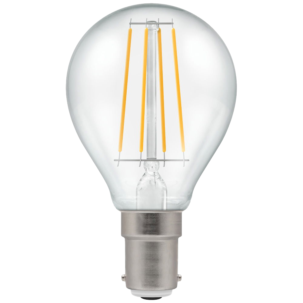 LED Filament Round Clear Dimmable 5W 2700K SBC-B15 - Crompton Lamps Limited